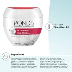 Pond's Anti-Wrinkle Face Cream Anti-Aging Moisturizer With Alpha Hydroxy Acid and Collagen 14.1 oz