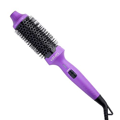 Professional Heated Volume Brush 1 1/2 Inch for Fine to Medium Hair | Large Ionic Ceramic Barrel for Creating Loose Curls and Volume | Hot Round Brush Tangle-Free Tech by Vasari | NOT A Hair Dryer