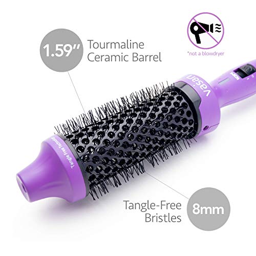 Professional Heated Volume Brush 1 1/2 Inch for Fine to Medium Hair | Large Ionic Ceramic Barrel for Creating Loose Curls and Volume | Hot Round Brush Tangle-Free Tech by Vasari | NOT A Hair Dryer