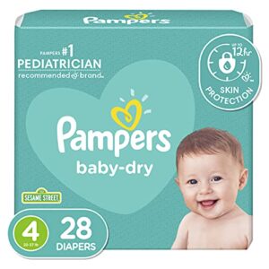 pampers cruisers baby dry diapers, size 4, 28 count