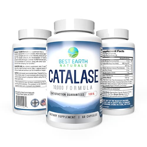 Six Pack of Catalase 10,000 Formula Enzyme Supplement - 6 Full Size Bottles of Catalase with Biotin, Saw Palmetto & More - 6 Month Supply