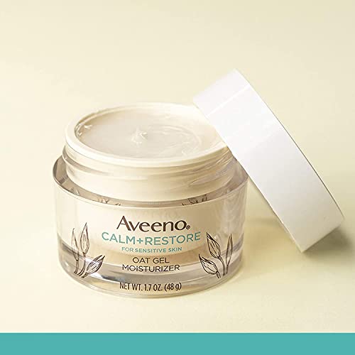 Aveeno Calm + Restore Oat Gel Facial Moisturizer Cream For Sensitive Skin Paraben-Free, 48g & Body Scrub 2fl oz Combo (FFP Packing)