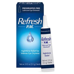 refresh p.m. lubricant eye ointment, nighttime relief, preservative-free, 0.12 oz sterile, packaging may vary