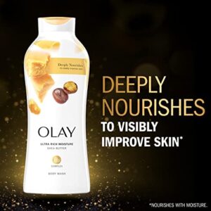 Olay Ultra Moisture Shea Butter Body Wash with B3 Complex - 22 Fl Oz (Pack of 4)