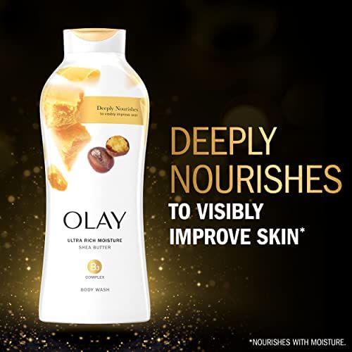 Olay Ultra Moisture Shea Butter Body Wash with B3 Complex - 22 Fl Oz (Pack of 4)