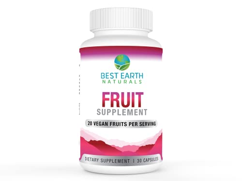 Best Earth Naturals Fruit Supplement - 20 Concentrated Super Food Fruits Per Serving; with Aloe Vera, Cherry, Cranberry, Papaya, Acai, Goji Berry, Pomegranate, and More! Vegan