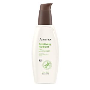 aveeno positively radiant daily facial moisturizer with broad spectrum spf 30 sunscreen & soy, improves skin tone & texture, hypoallergenic, oil-free & non-comedogenic, 2.3 fl. oz