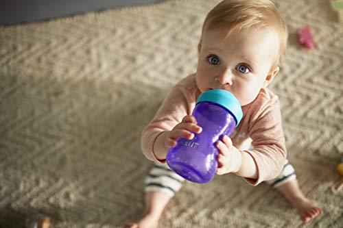 Philips AVENT My Grippy Spout Sippy Cup with Soft Spout and Leak-Proof Design, Pink/Purple, 10oz, 2pk, SCF801/22