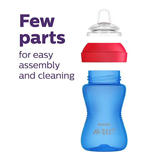 Philips AVENT My Grippy Spout Sippy Cup with Soft Spout and Leak-Proof Design, Pink/Purple, 10oz, 2pk, SCF801/22