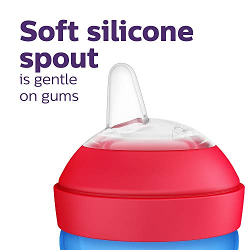 Philips AVENT My Grippy Spout Sippy Cup with Soft Spout and Leak-Proof Design, Pink/Purple, 10oz, 2pk, SCF801/22