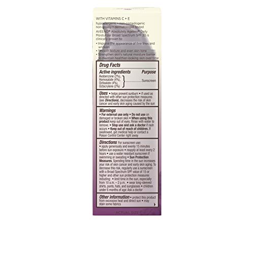 Aveeno Absolutely Ageless Anti-Wrinkle Facial Moisturizer with SPF 30 Sunscreen, Antioxidant-Rich Blackberry Complex, Vitamins C & E, Non-Comedogenic & Oil-Free Moisturizer, 1.7 fl. oz