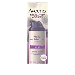 Aveeno Absolutely Ageless Anti-Wrinkle Facial Moisturizer with SPF 30 Sunscreen, Antioxidant-Rich Blackberry Complex, Vitamins C & E, Non-Comedogenic & Oil-Free Moisturizer, 1.7 fl. oz