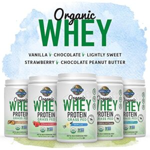 Garden of Life Whey Protein Powder Vanilla Flavor - 21g Certified Organic Grass Fed Protein for Women & Men + Probiotics - 12 Servings - Gluten Free, Non GMO, Kosher, Humane, RBST & rBGH Hormone Free