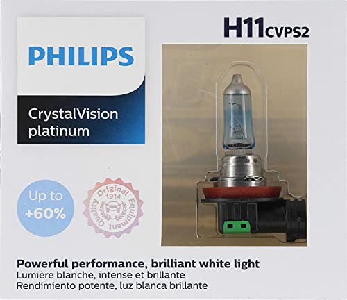 Philips Automotive Lighting H11 CrystalVision Platinum Upgrade Headlight Bulb, Pack of 2