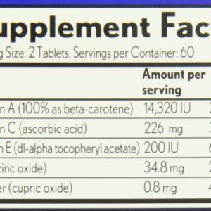 PreserVision AREDS Eye Vitamin & Mineral Supplement, Contains Vitamin C, A, E, Zinc & Copper, 120 Tablets (Pack of 2) (Packaging May Vary)