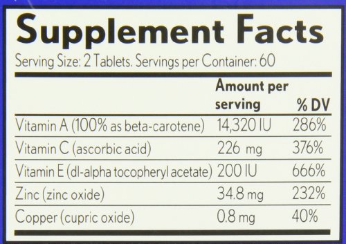 PreserVision AREDS Eye Vitamin & Mineral Supplement, Contains Vitamin C, A, E, Zinc & Copper, 120 Tablets (Pack of 2) (Packaging May Vary)