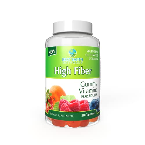 High Fiber Gummy Vitamins for Adults - Gluten Free, Vegan, Delicious Daily Prebiotic Gummies for Digestive Health & Regularity Support, Fruit Flavored Pectin Gummy Fiber Supplement - 30 Count