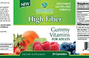 High Fiber Gummy Vitamins for Adults - Gluten Free, Vegan, Delicious Daily Prebiotic Gummies for Digestive Health & Regularity Support, Fruit Flavored Pectin Gummy Fiber Supplement - 30 Count