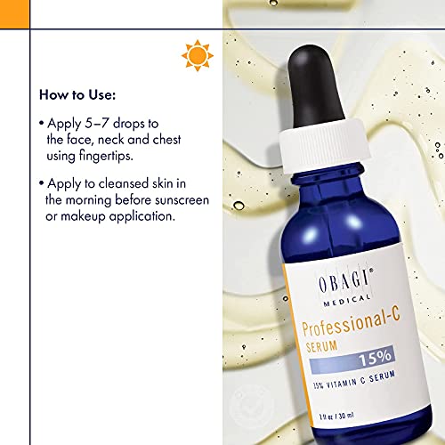 obagi Vitamin C Serum 15% - Professional C Serum Skin Care – Contains Concentrated L Ascorbic Acid - Helps Minimize the Appearance of Wrinkles, Brightens Skin, and Retains Moisture- 1.0 Fl Oz.