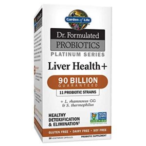 Garden of Life Dr. Formulated Probiotics Platinum Series Liver Health+ 90 Billion CFU Guaranteed, One a Day Probiotic for Healthy Detoxification & Elimination Support, Vegan, Gluten Free, 30 Capsules