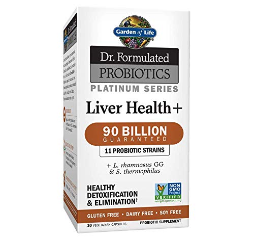 Garden of Life Dr. Formulated Probiotics Platinum Series Liver Health+ 90 Billion CFU Guaranteed, One a Day Probiotic for Healthy Detoxification & Elimination Support, Vegan, Gluten Free, 30 Capsules