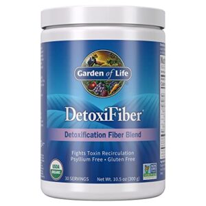 garden of life organic unflavored fiber powder detox blend with chia, alfalfa & barley for herbal cleanse, gut health support – detoxifiber – non-gmo, gluten-free, psyllium free, vegan, 30 servings