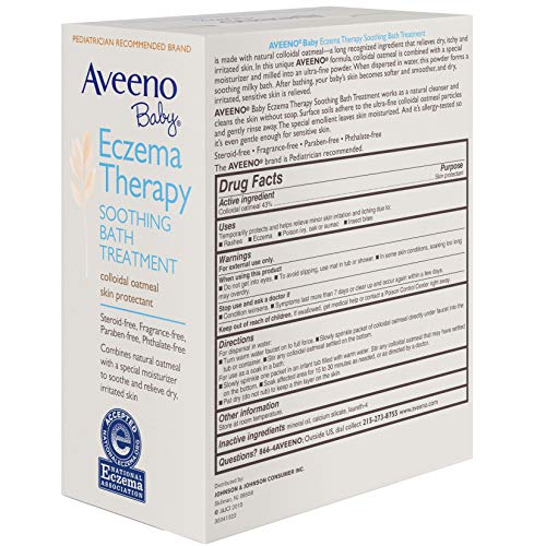 Aveeno Baby Eczema Therapy Soothing Bath Treatment for Relief of Dry, Itchy and Irritated Skin, Made with Soothing Natural Colloidal Oatmeal, 5 ct.