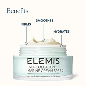 ELEMIS Pro-Collagen Marine Cream SPF 30 | Lightweight Anti-Wrinkle Daily Face Moisturizer Firms, Smoothes, Hydrates, & Delivers Sun Protection | 50 mL