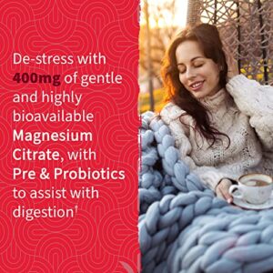 Dr Formulated Magnesium Citrate Supplement with Prebiotics & Probiotics for Stress, Sleep & Recovery – Garden of Life - Vegan, Gluten Free, Kosher, Non-GMO, No Added Sugars – 60 Raspberry Gummies