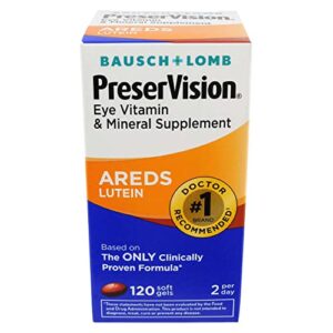 bausch & lomb preservision eye vitamin and mineral supplement, lutein, 120 soft gel formula (pack of 1)