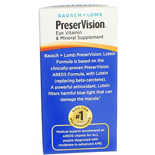 Bausch & Lomb PreserVision Eye Vitamin and Mineral Supplement, Lutein, 120 Soft Gel Formula (Pack of 1)