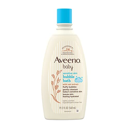 Aveeno Baby Sensitive Skin Bubble Bath with Oat Extract, Gently Cleanses and Leaves Skin Feeling Hydrated, Tear-Free Formula, Hypoallergenic, Paraben-, Phthalate-, Soap- & Dye-Free, 19.2 fl. Oz