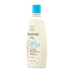 Aveeno Baby Sensitive Skin Bubble Bath with Oat Extract, Gently Cleanses and Leaves Skin Feeling Hydrated, Tear-Free Formula, Hypoallergenic, Paraben-, Phthalate-, Soap- & Dye-Free, 19.2 fl. Oz