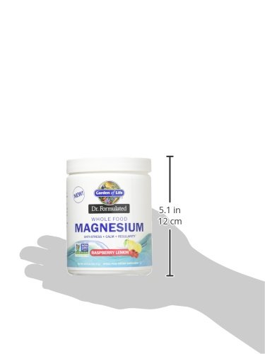 Garden of Life Dr. Formulated Whole Food Magnesium 421.5g Powder, Raspberry Lemon, Chelated Non-GMO Vegan Kosher Gluten & Sugar Free Supplement with Probiotics, Best for Anti-Stress Calm & Regularity