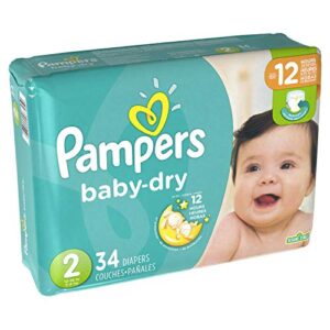 Pampers Baby Dry Diapers Size 2 (12-18 lbs) - Pack of 34 diapers