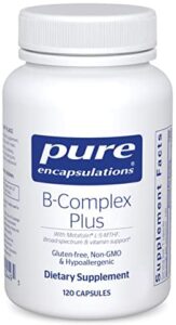 pure encapsulations b-complex plus | b vitamins supplement to support red blood cell growth, neurological and psychological health, cardiovascular health, and energy levels* | 120 capsules