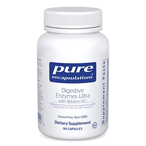 Pure Encapsulations Digestive Enzymes Ultra with Betaine HCl | Vegetarian Digestive Enzymes to Support Protein, Carbohydrate, Fiber, and Dairy Digestion* | 90 Capsules