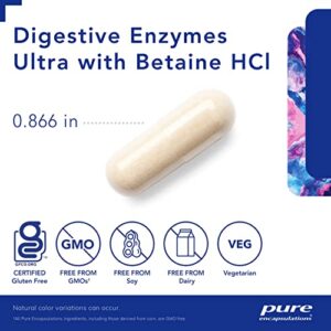 Pure Encapsulations Digestive Enzymes Ultra with Betaine HCl | Vegetarian Digestive Enzymes to Support Protein, Carbohydrate, Fiber, and Dairy Digestion* | 90 Capsules