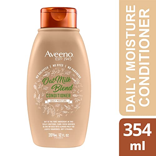 Aveeno Farm-Fresh Oat Milk Sulfate-Free Conditioner with Colloidal Oatmeal & Almond Milk, Scalp Soothing & Moisturizing Daily Conditioner for All Hair Types, Paraben & Dye-Free, 12 Fl Oz