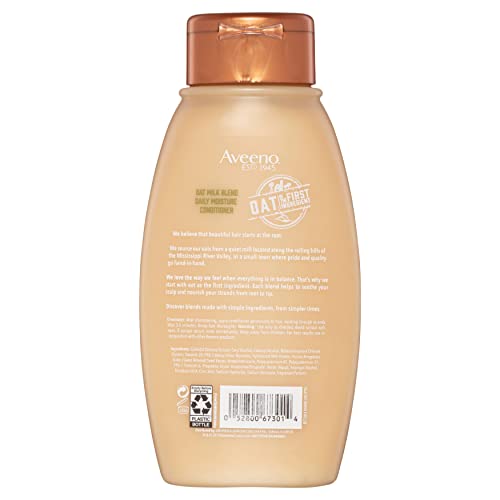 Aveeno Farm-Fresh Oat Milk Sulfate-Free Conditioner with Colloidal Oatmeal & Almond Milk, Scalp Soothing & Moisturizing Daily Conditioner for All Hair Types, Paraben & Dye-Free, 12 Fl Oz