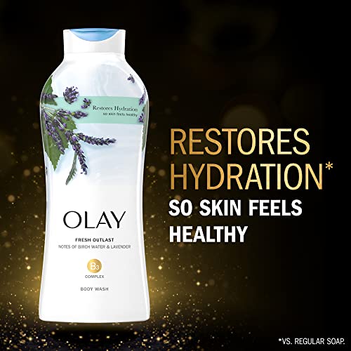 Olay Fresh Outlast Purifying Birch & Lavender Body Wash 22 Fl Oz (Pack of 4)