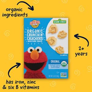 Earth's Best Organic Kids Snacks, Sesame Street Toddler Snacks, Organic Crunchin' Crackers, Wholesome Snacks for Toddlers 2 Years and Older, Original, 5.3 oz Box