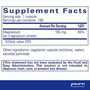 Pure Encapsulations Magnesium (Citrate) | Supplement for Sleep, Heart Health, Muscles, and Metabolism* | 180 Capsules