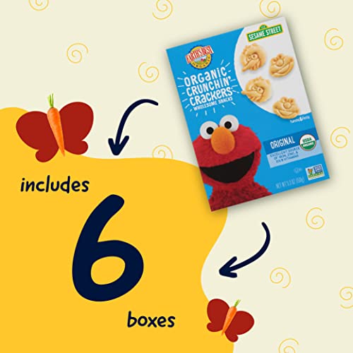 Earth's Best Organic Kids Snacks, Sesame Street Toddler Snacks, Organic Crunchin' Crackers, Wholesome Snacks for Toddlers 2 Years and Older, Original, 5.3 oz Box (Pack of 6)