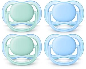 philips avent ultra air pacifier, 0-6 months, blue/green, 4 pack, scf244/40