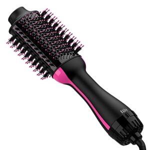 hair dryer brush blow dryer brush in one upgraded 4 in 1 hair dryer and styler volumizer with negative ion anti-frizz ceramic titanium barrel hot air brush hair straightener brush 75mm oval shape