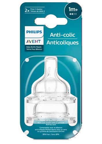 Philips Avent Anti-Colic Baby Bottle Flow 2 Nipple, 2pk, SCY762/02