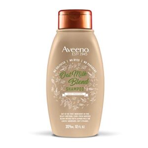 aveeno farm-fresh oat milk sulfate-free shampoo with colloidal oatmeal & almond milk, moisturizing shampoo for all hair types, safe for color-treated hair, paraben & dye-free, 12 fl oz