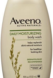 Aveeno Active Naturals Daily Moisturizing Body Wash with Natural Oatmeal, 18-Ounce Bottles (Pack of 3)