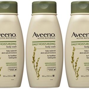 Aveeno Active Naturals Daily Moisturizing Body Wash with Natural Oatmeal, 18-Ounce Bottles (Pack of 3)